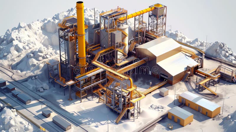 3 Photo of a Vibrant Gold Ore Processing Plant Stock Illustration - Illustration of equipment ...