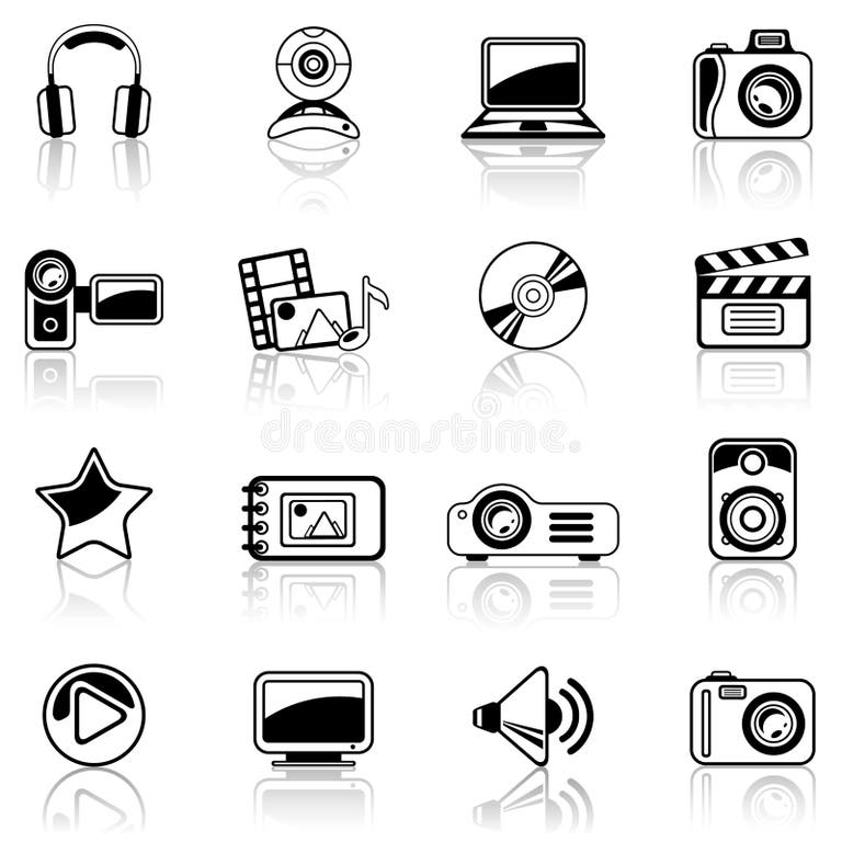 Black Icon Album Video Library Stock Illustrations – 26 Black Icon ...
