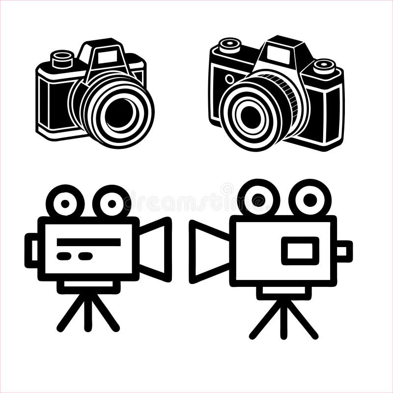Photo and Video Camera Vector Icon Bundle Stock Vector - Illustration ...