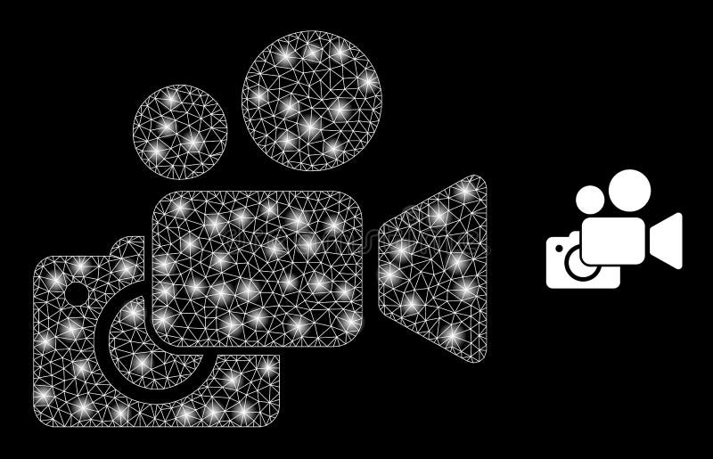 Photo and Video Cameras Icon - Wire Frame Mesh with Glare Dots Stock ...