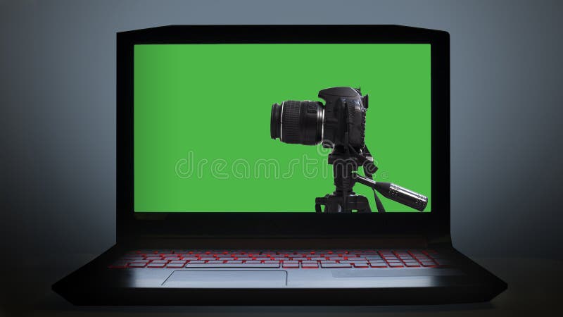 Photo and Video Editing with Green Screen on Computer Stock Image ...