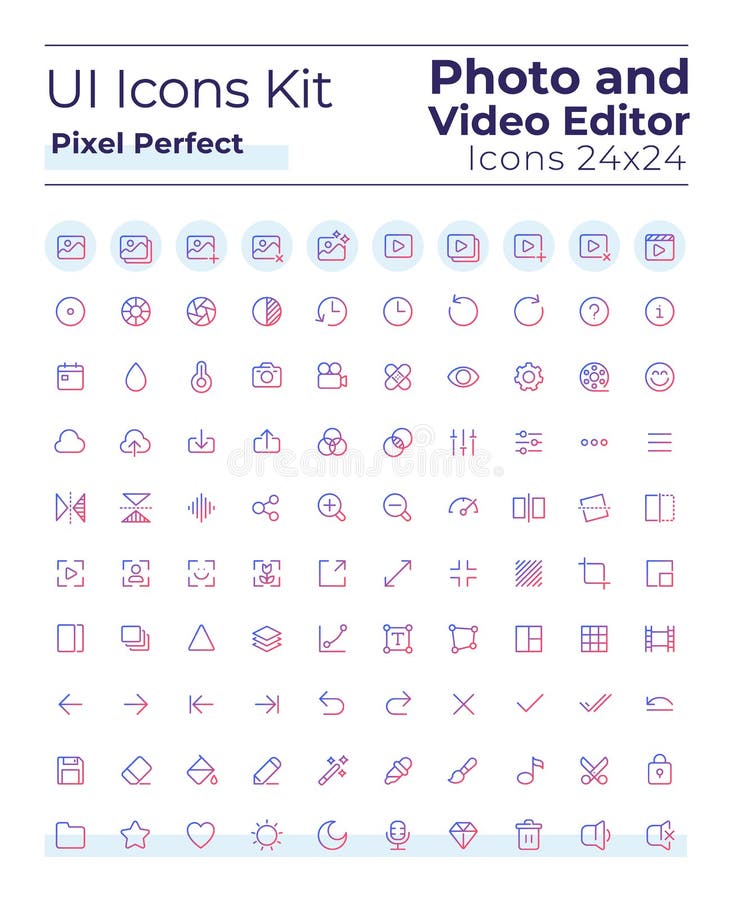 Photo and Video Editor Tools Pixel Perfect Gradient Linear Ui Icons Set ... Photo and Video Editor Tools Pixel Perfect Gradient Linear Ui Icons Set ...