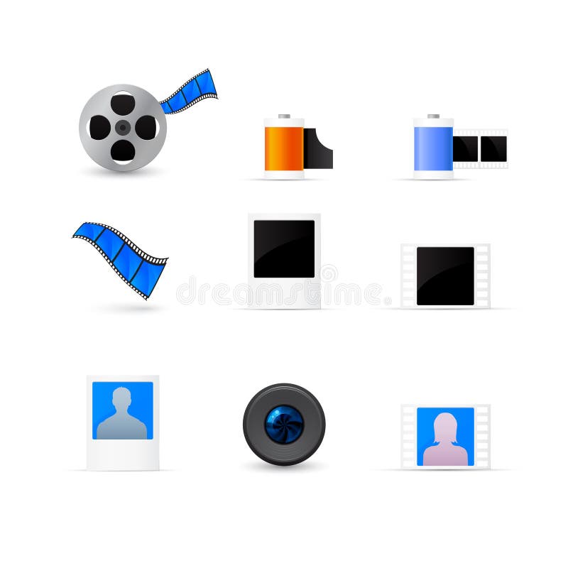 Photo and video icons set stock illustration. Illustration of equipment ...