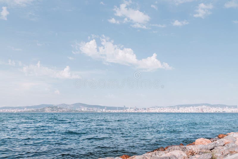 View of the City. Sea and Clouds Stock Photo - Image of downtown ...