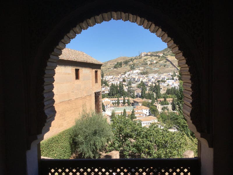 Window View at the Alhambra Granada Spain Stock Photo - Image of spain ...