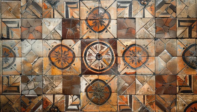 Photo of Vintage Mosaic Tile Texture with Intricate Symmetrical ...
