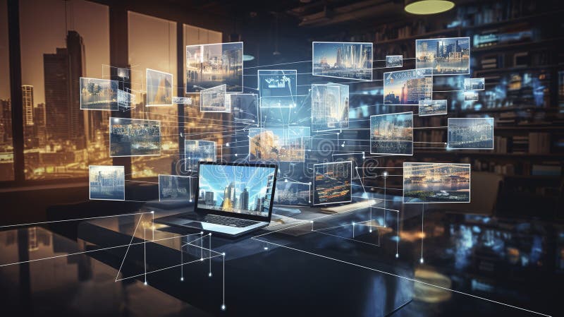 A Photo of Virtual Workplace and Remote Collaboration Stock ...