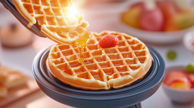 A Photo of a Waffle Maker with Waffles, Isolate on White Background ...