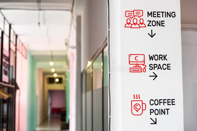 Photo of a Wall Lettering in an Office with Information for Staff Stock ...