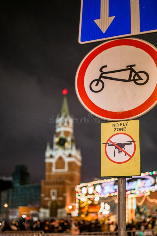 Photo of Warning Signs on Background of Kremlin Stock Photo - Image of ...