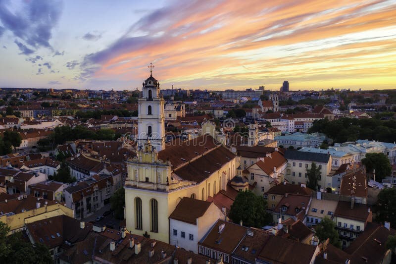Sunset Over Central Vilnius, Lithuania, Taken in May 2019 Stock Image ...