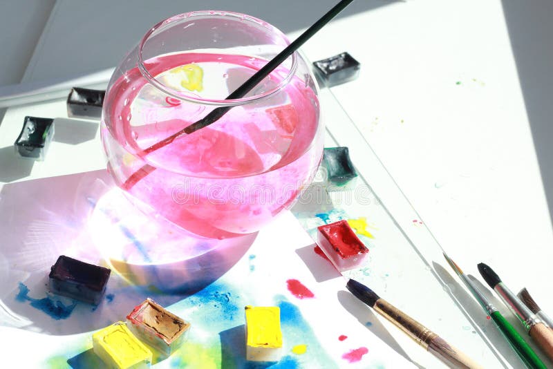 Photo of Water Color Art Process in Creative Studio Stock Image - Image ...