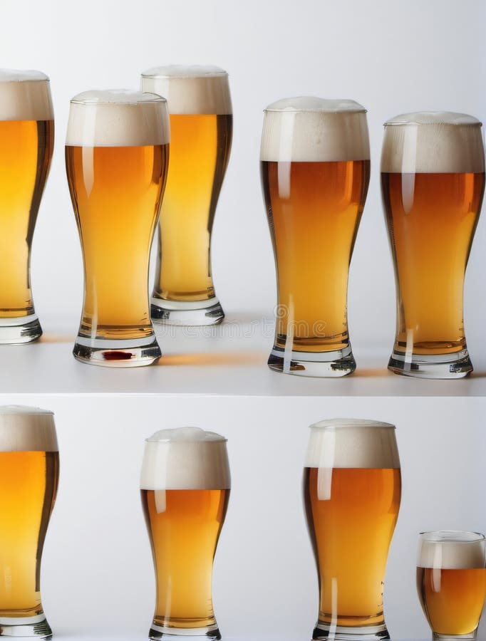 Photo of White Background Glass of Beer. Generative AI Stock Photo ...