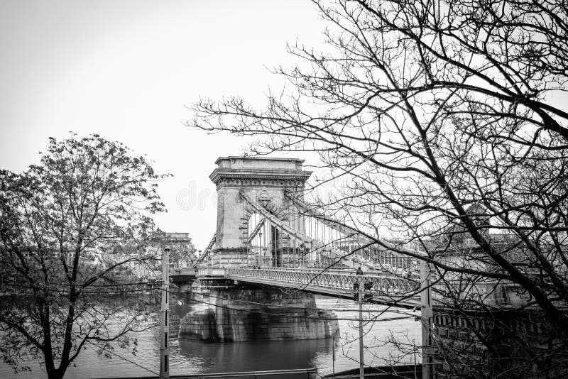 Photo in White and Black Budapest Bridge Stock Image - Image of europe ...
