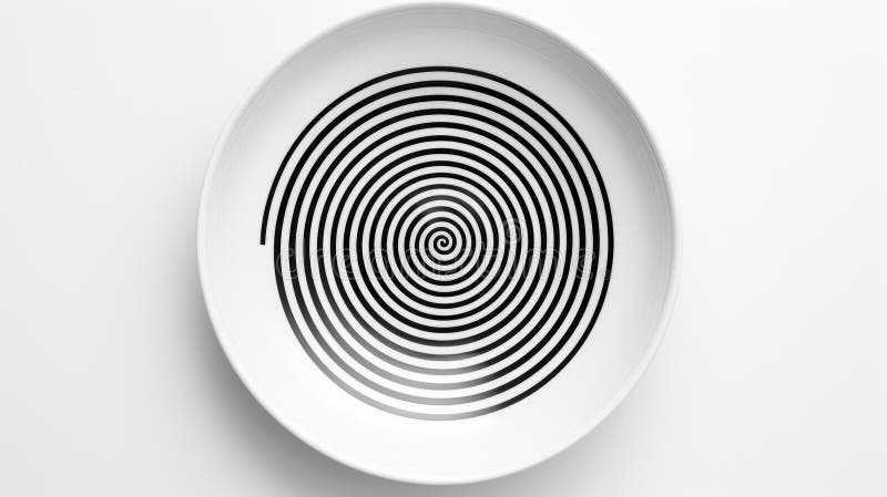Minimalist Plate with Spiral Design - Optical Illusion on White ...