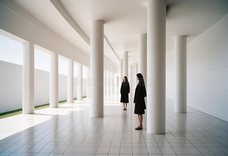 A Photo of White Tiles on the Wall and Columns Stock Illustration ...