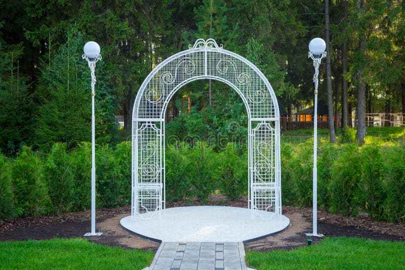 Photo of the White Wedding Arch without Decor Stock Photo - Image of ...