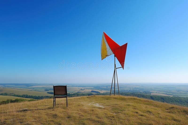 Photo of a Wind-powered Sculpture and Chair on the Top of a Hill Ai ...