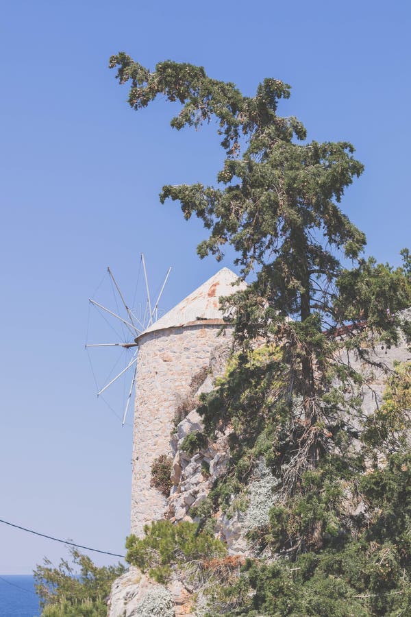 Photo of a Windmill in the Greek Island Hydra Stock Image - Image of ...