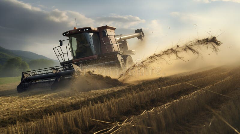 A Photo of a Windrower Making Windrows Stock Illustration ...