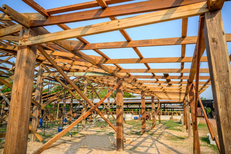Photo of the Wooden House Roof and Wooden Roof Structure on the ...