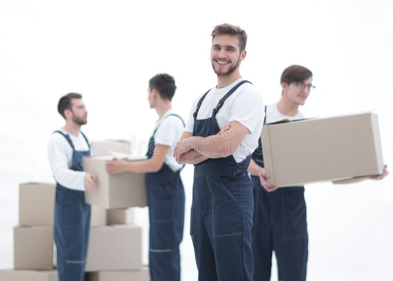 Photo Workers Holding Boxes when Moving Flats, Stock Image - Image of ...