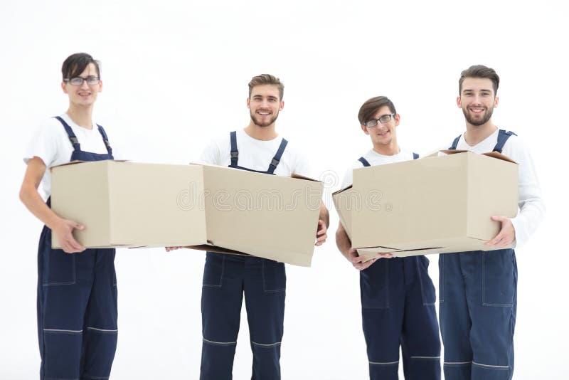 Photo Workers Holding Boxes when Moving Flats, Stock Image - Image of ...