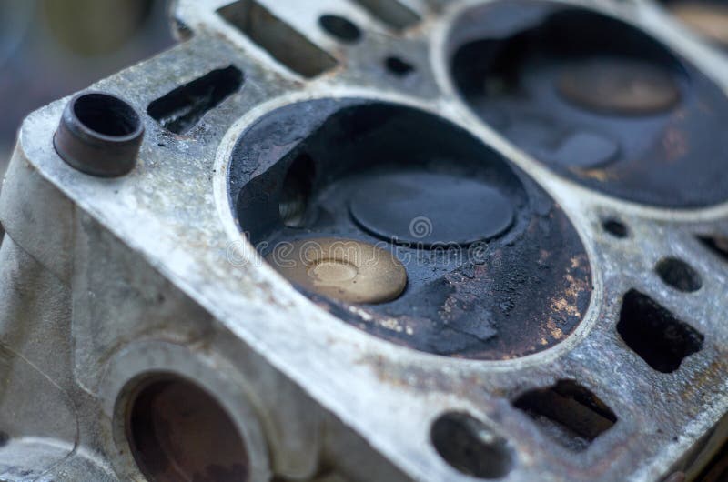 Photo of Worn Out Engine Head Close Up Stock Photo - Image of shiny ...