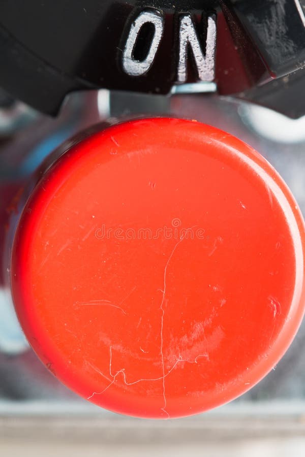 Red button on stock photo. Image of danger, button, industrial - 114434082