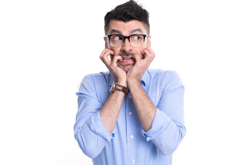 Photo of Young Scared Man in Panic. Scared Man in Panic Isolated on ...