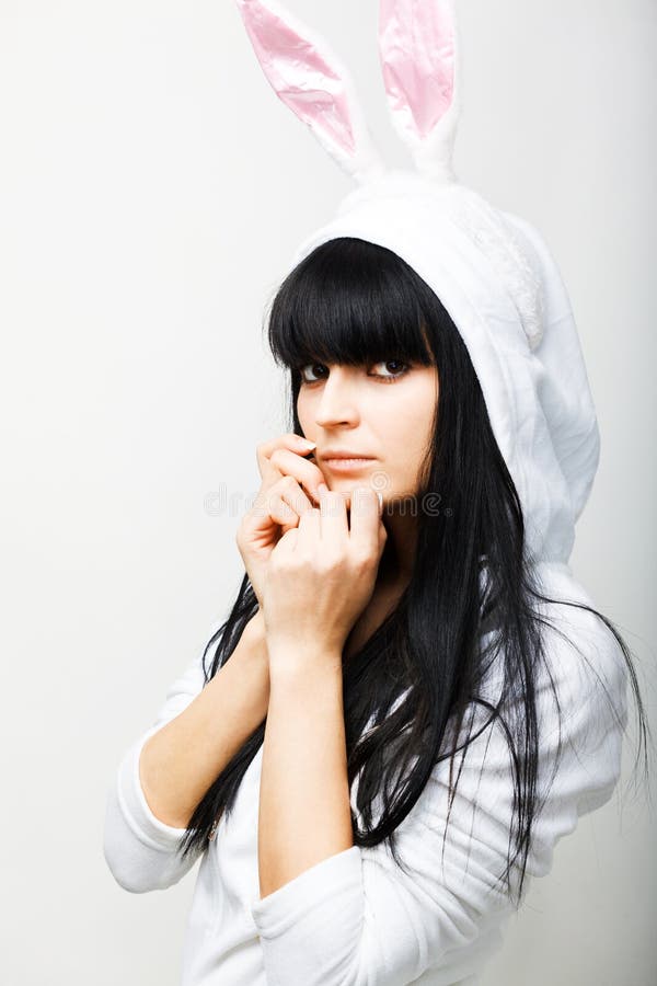 Photo of Young Seductive Woman with Rabbit Ears Stock Image - Image of ...