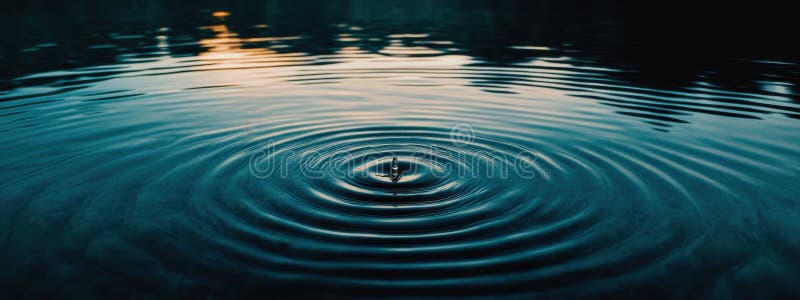 Photobanner, a Drop of Water Breaks the Water Surface with Concentric ...