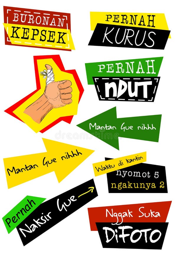 Photobooth Prop, Abstract Shape with Indonesia Slang Word Stock Vector ...