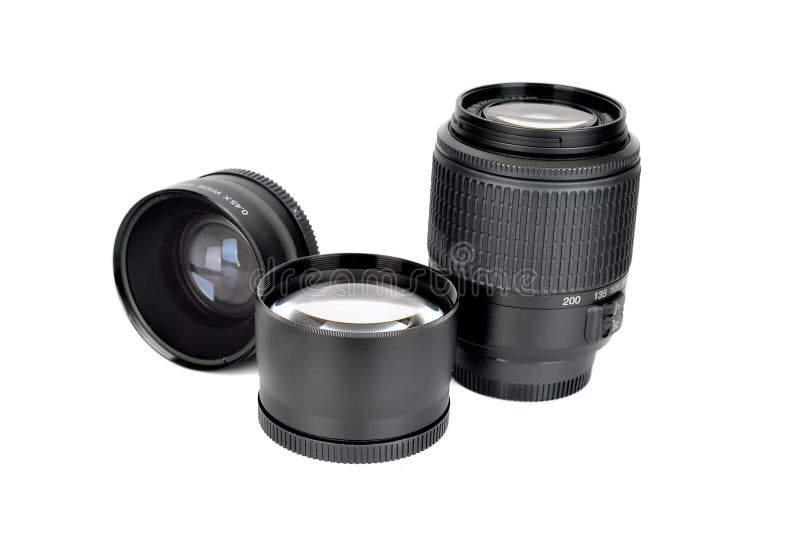Photocamera S Lenses on the White. Stock Image - Image of close ...