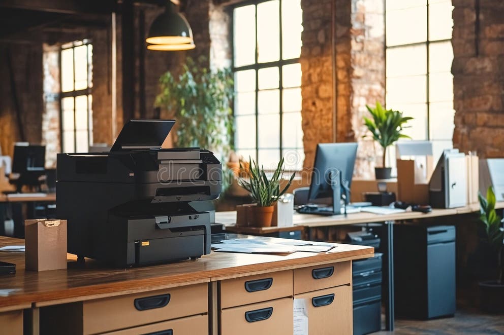 Photocopy Machine on the Table in Office Stock Illustration ...