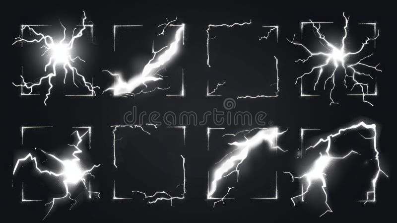 Photoframes with Thunderbolt Effect, White Electric Borders, Real 3d ...