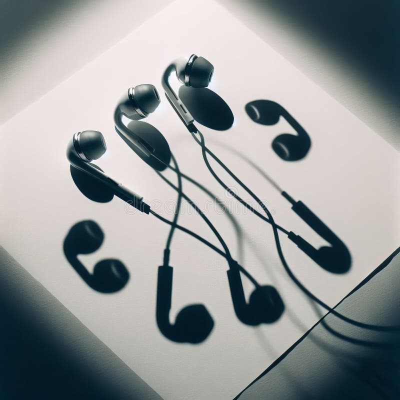 Photogram Earbuds Earbuds Placed on a Photosensitive Paper Creat Stock ...