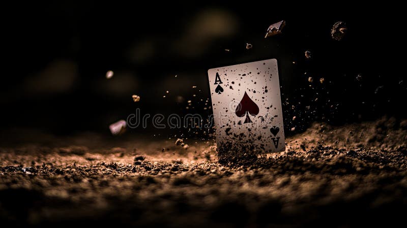Photograph of Ace of Spade Playing Card Falling To the Ground in the ...