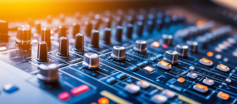 A Photograph of an Audio Mixer Panel Used in a Recording Studio Stock ...