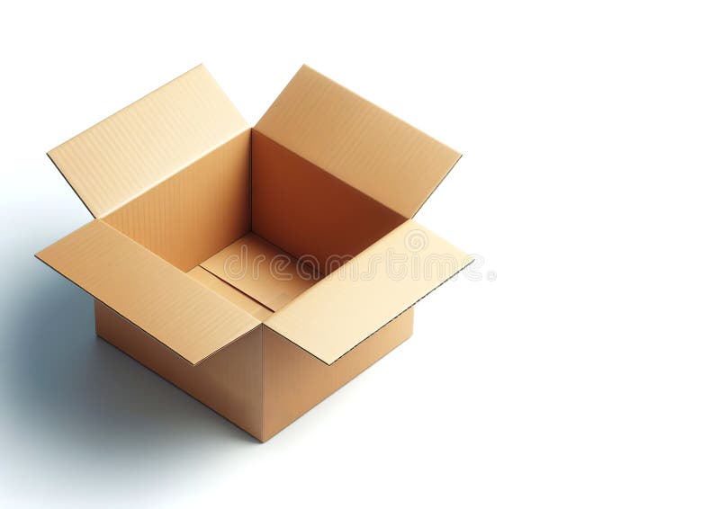 Open Cardboard Box Isolated on White Background Stock Illustration ...