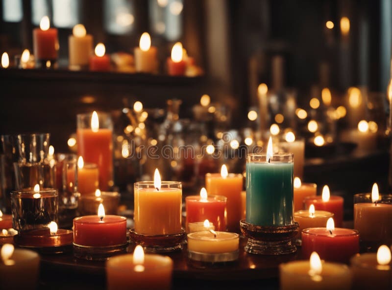 Photograph of Candles Creating a Romantic Glow Atmosphere. Stock ...