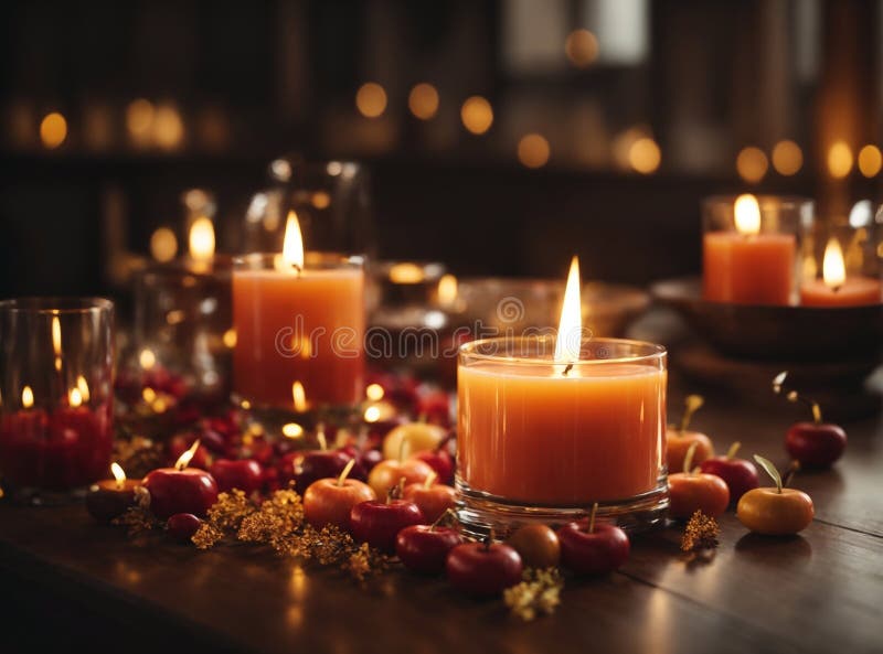 Photograph of Candles Creating a Romantic Glow Atmosphere. Stock ...