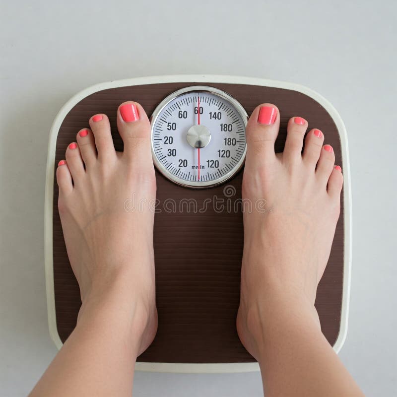 Bare Feet on a Bathroom Scale Stock Illustration - Illustration of ...