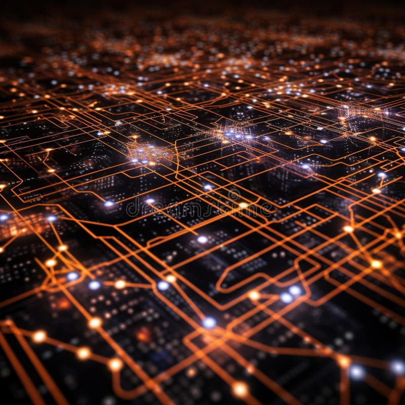 Collaborative Circuit: Interconnected Lines and Dots Stock Illustration ...