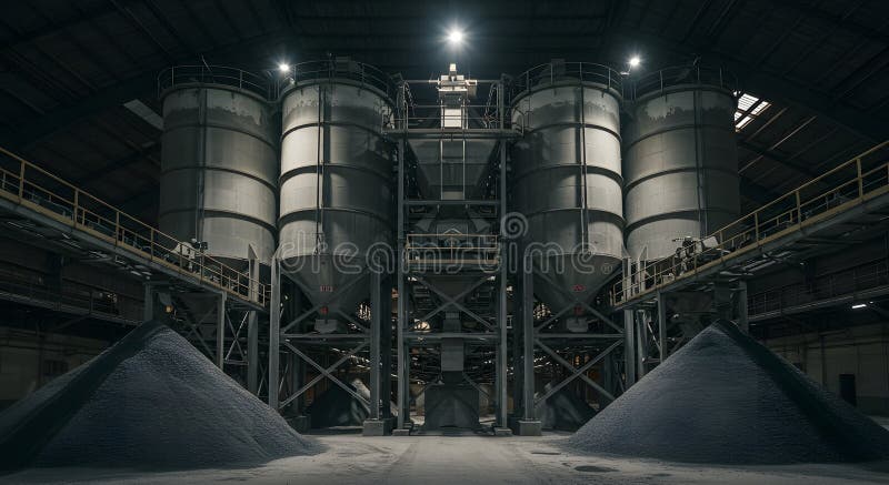 Industrial Silo Interior: a Symphony of Steel and Stone Stock ...