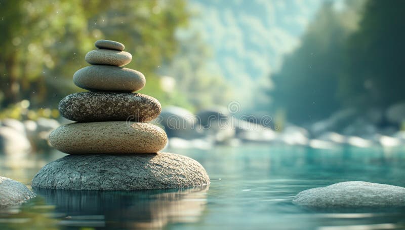 The Photograph Captures a Moment of Perfect Balance: a Stack of Stones ...