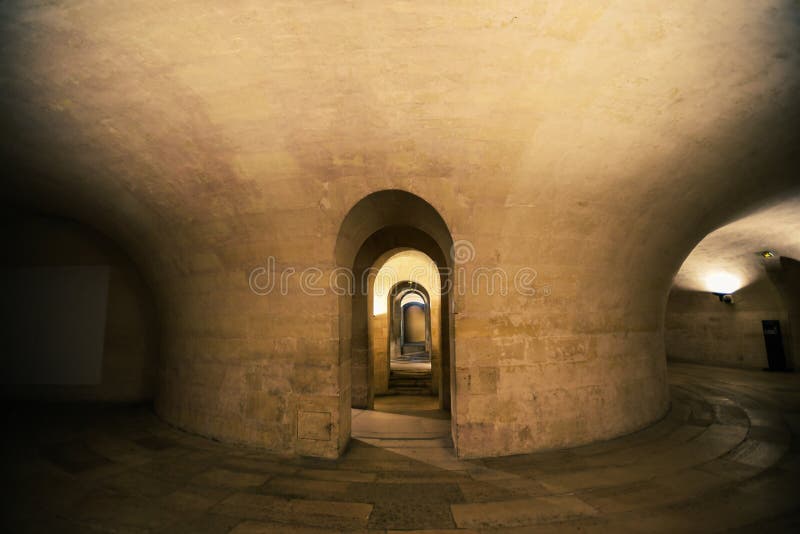Vaulted Passages in the Crypt of the Panthéon - Paris, France Stock ...