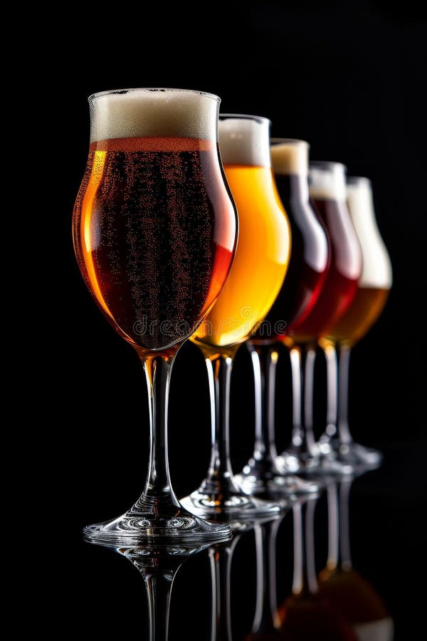 Assorted Beers in a Lineup stock illustration. Illustration of liquid ...