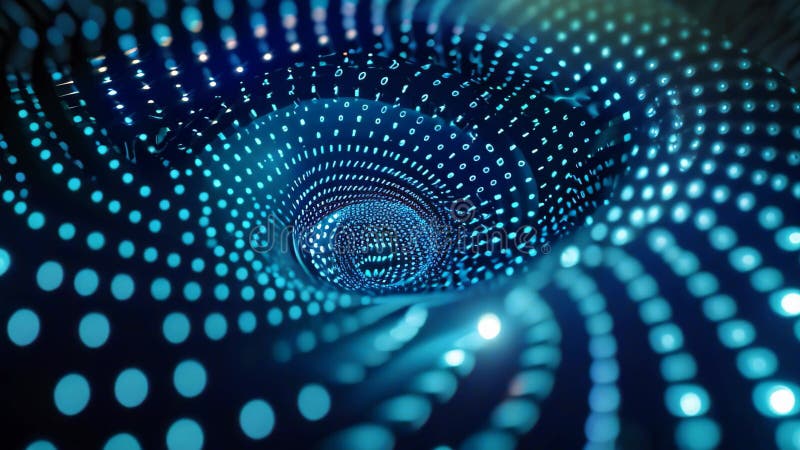 A Photograph Capturing a Spiral Formation of Blue Lights Illuminating a ...