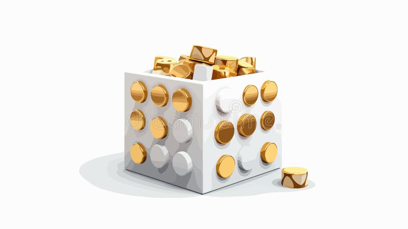 Photograph of a Ceramic Cube Filled with Coins Stock Vector ...